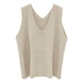 Women Casual Sleeveless V Neck Ribbed Knit Split Pullover Sweater Vest