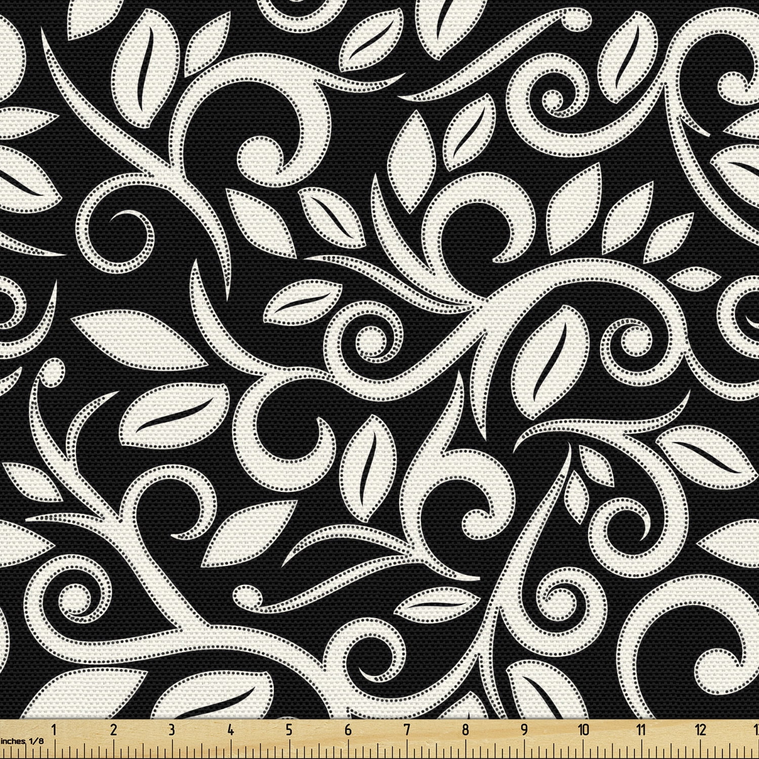 Vines Fabric by the Yard, Monochrome Abstract Flowers Grape Leaves ...