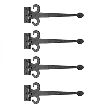 Black Wrought Iron Door Strap Hinge 18" Long Antique Fleur De Lis Style ...