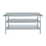 AmGood 24 in. x 72 in. Stainless Steel Table with Two Undershelves ...