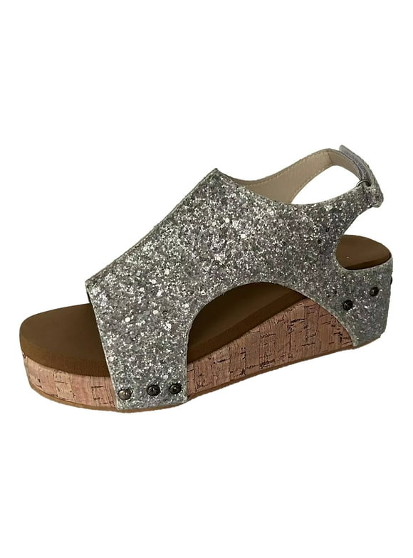 Silver Wedge Sandals