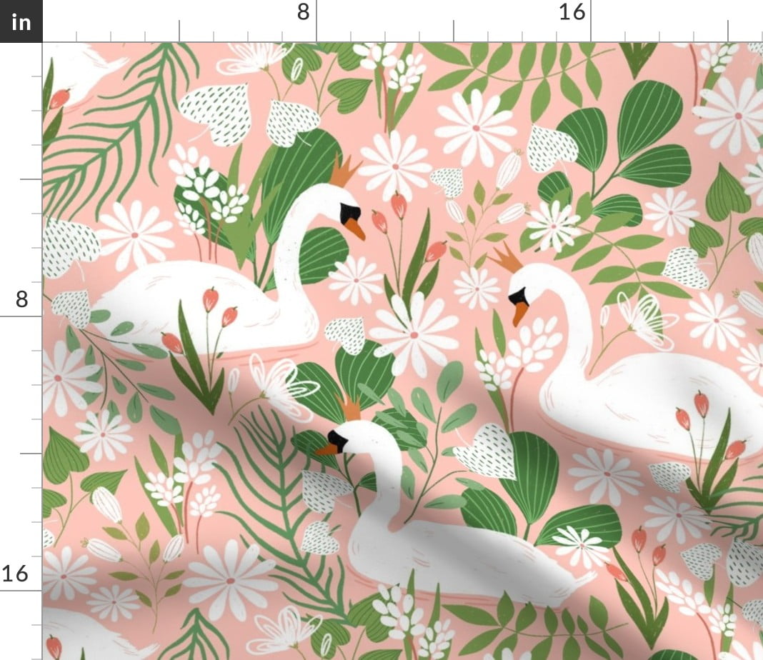 Spoonflower Fabric - Swan Princess Medium Scale Pink Bird Girl Home ...