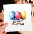 3drose, Happy Easter and a Red, Blue Yellow Eggs. Easter Greetings for ...