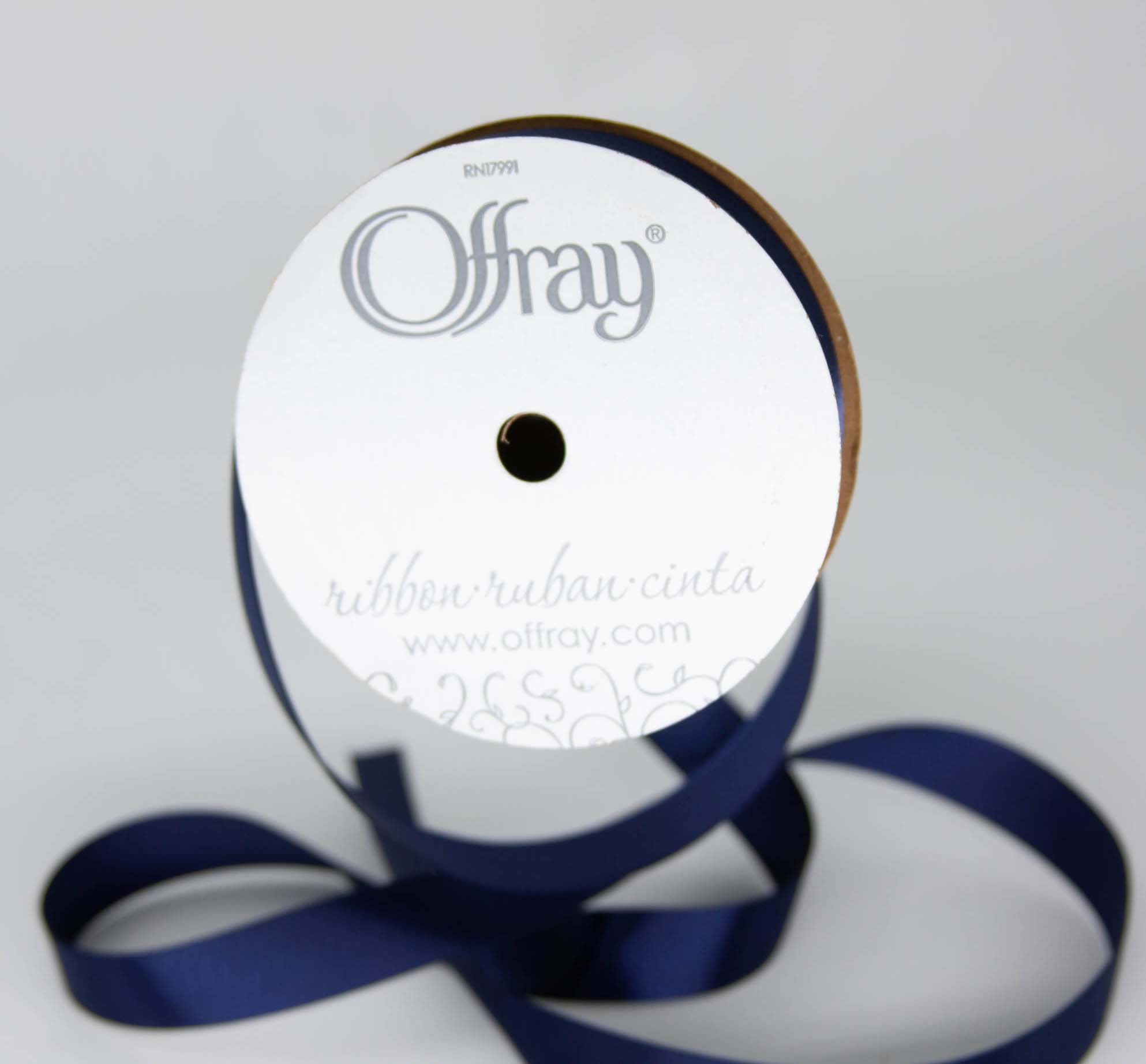 Offray Ribbon Navy Blue 5 8 inch Single Face Satin Polyester Ribbon 18 ...
