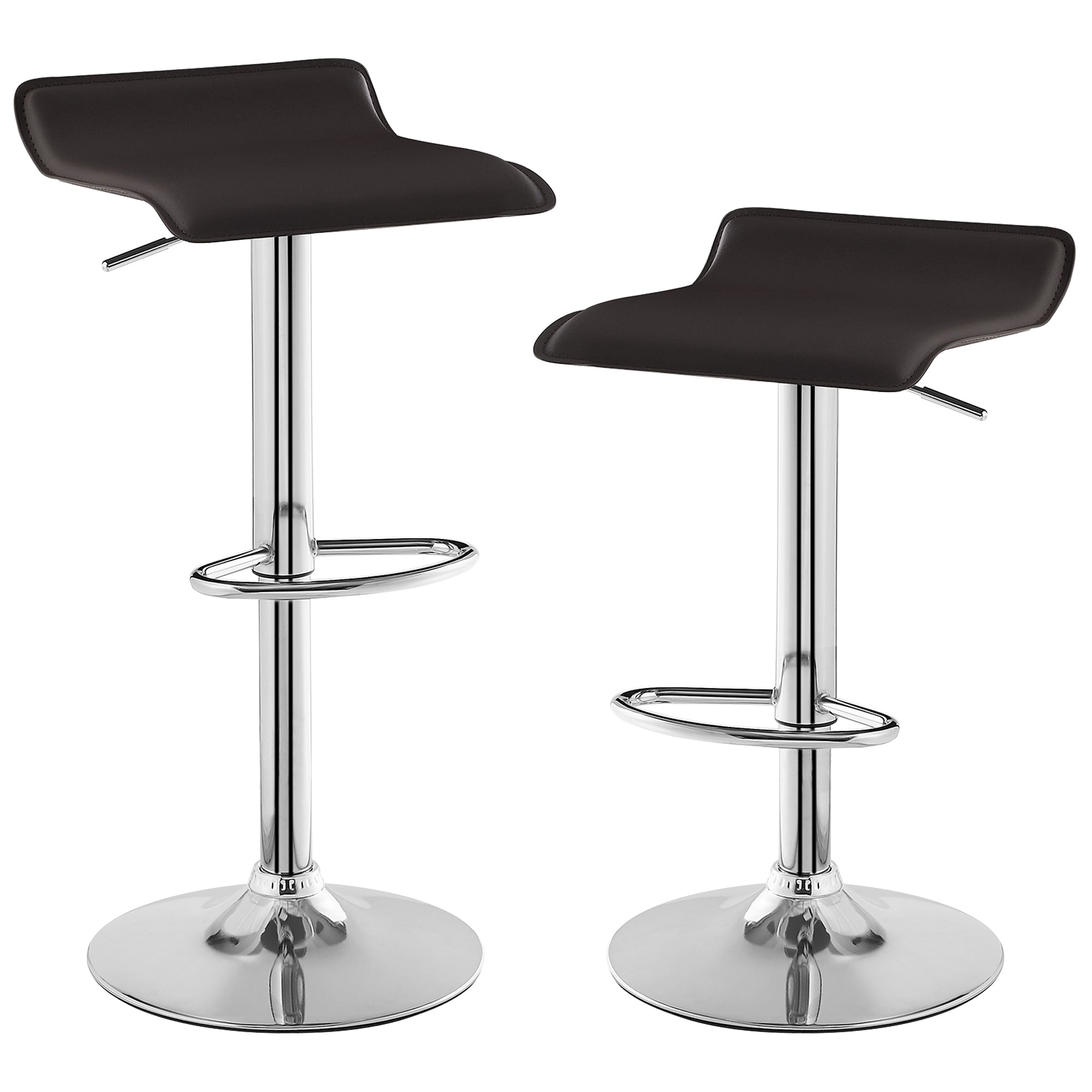 VECELO Set of 2 Bar Stools, Modern Swivel Adjustable Height Counter ...