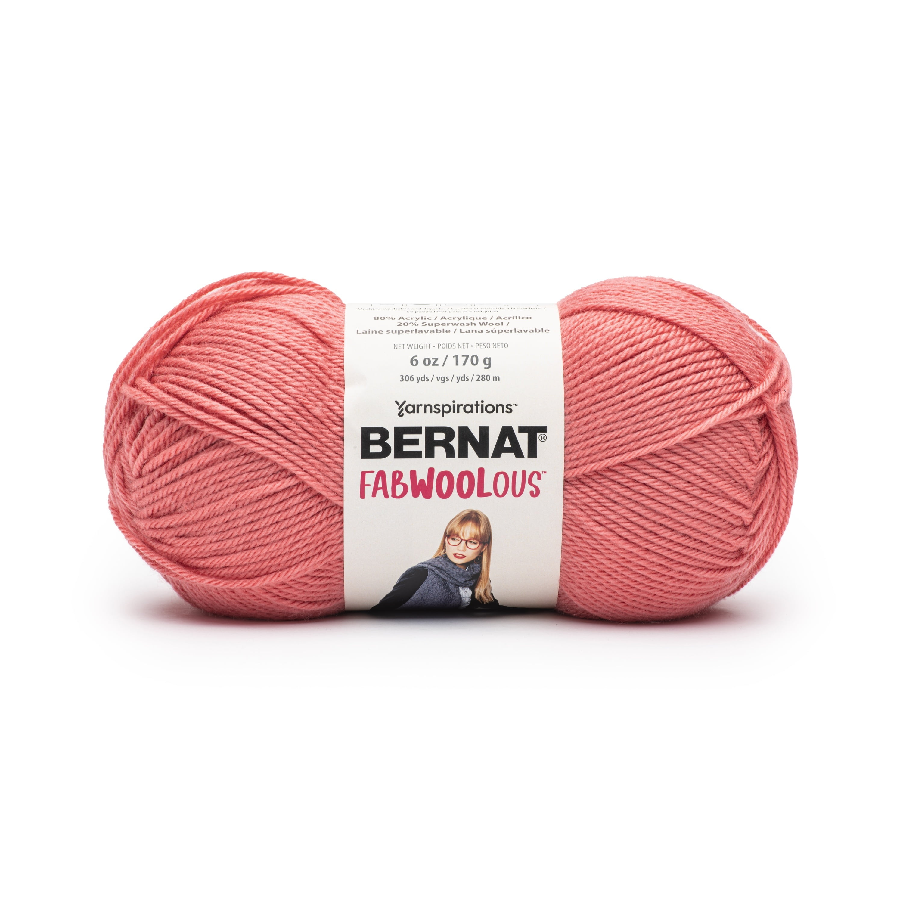 Spinrite Bernat Fabwoolous Yarn-Rich Rose - Walmart.com