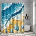 Bathroom Shower Curtain Coastal Blue Ocean Wave Waterproof Shower ...