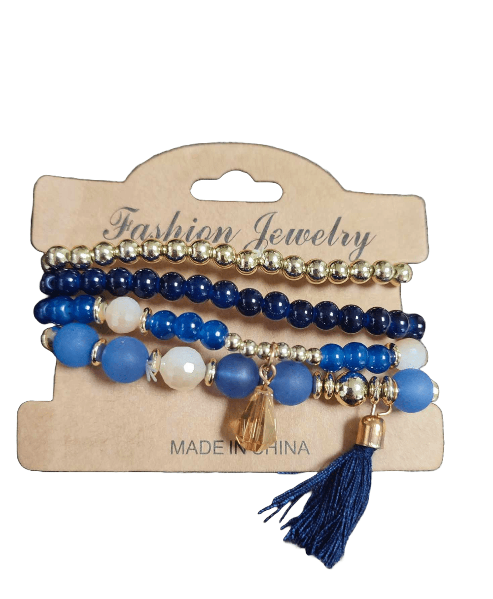 Set de 4 pulseras elasticas Maria Almudena color azul cielo varios ...