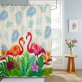 Bathroom Shower Curtain Summer Flamingo Flower Leaf Waterproof Shower ...