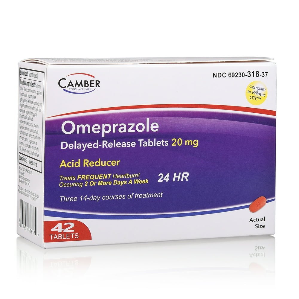 Camber Consumer Care Omeprazole 20mg Delayed-Release Tablets, Heartburn ...