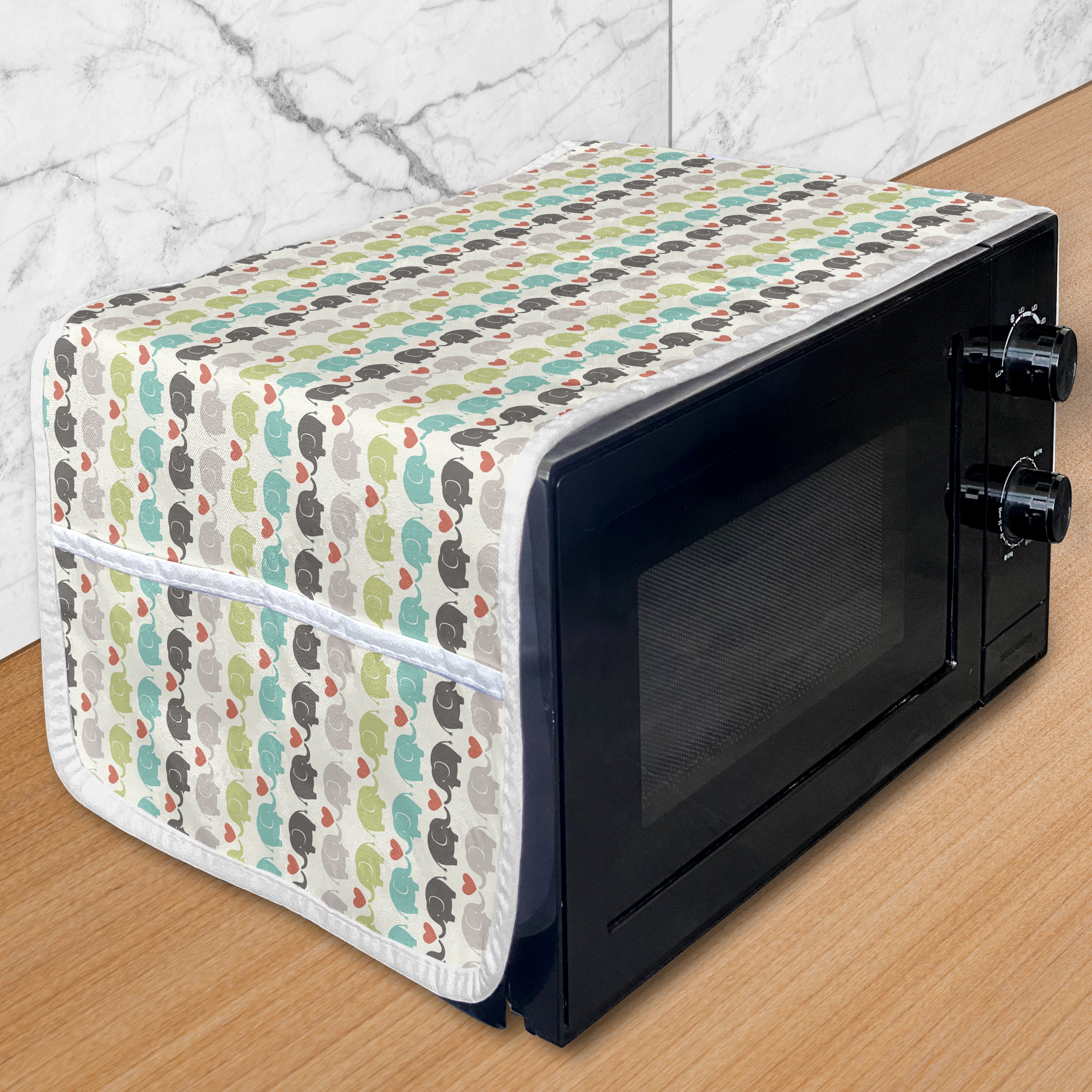 Cartoon Microwave Oven Cover, Elephants in Love Hearts Animal ...