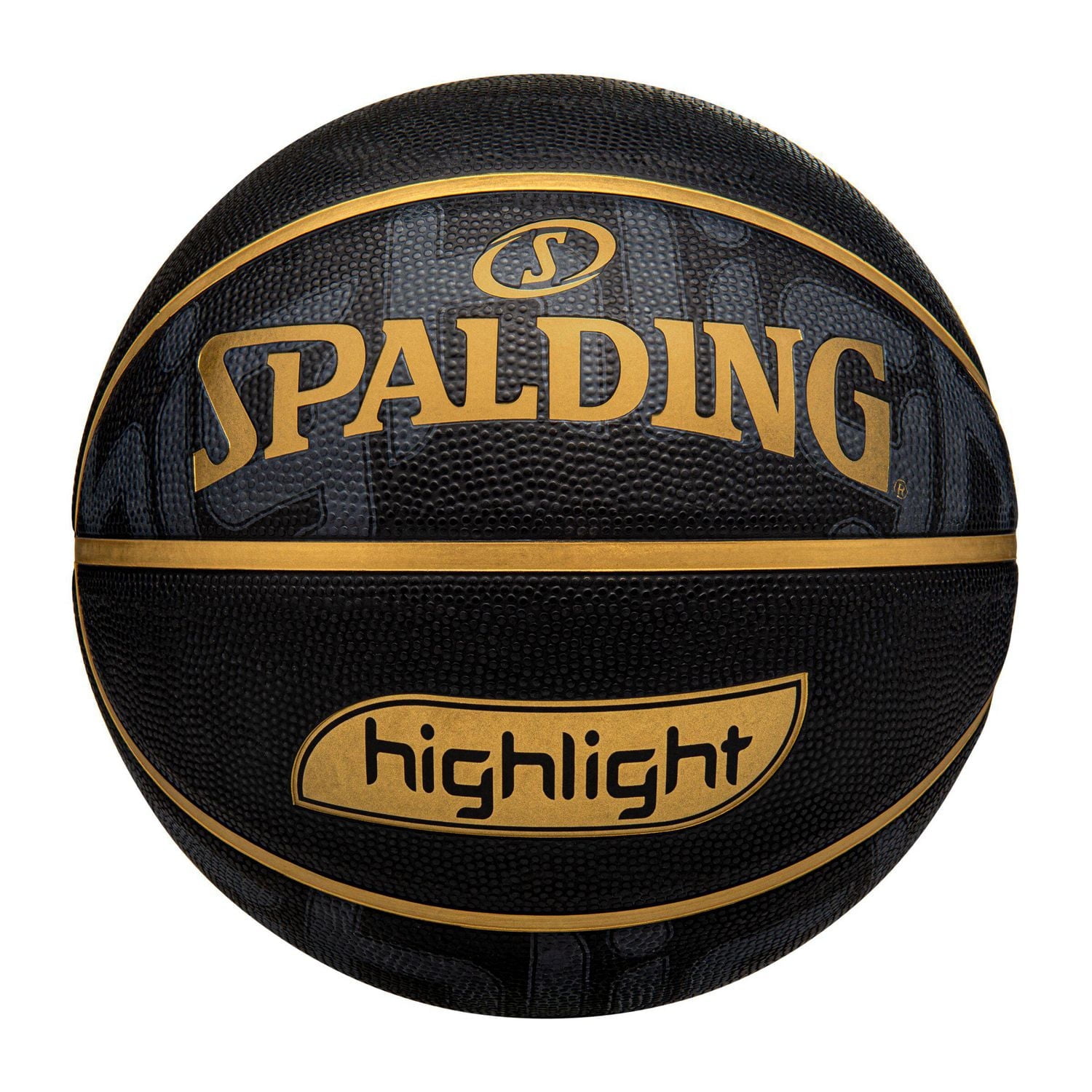 Click here for Spalding Highlight Black/Gold Rubber Outdoor Baske... prices