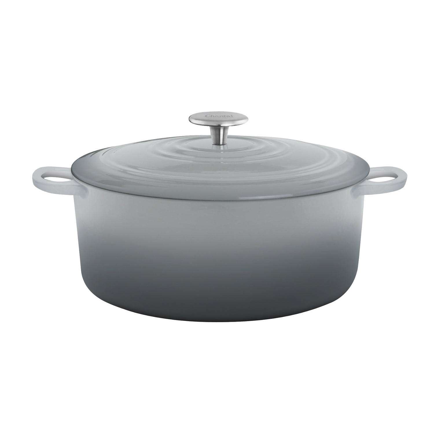 Chantal Fade Grey Enameled Cast Iron 7 Quart Round Casserole Dish ...