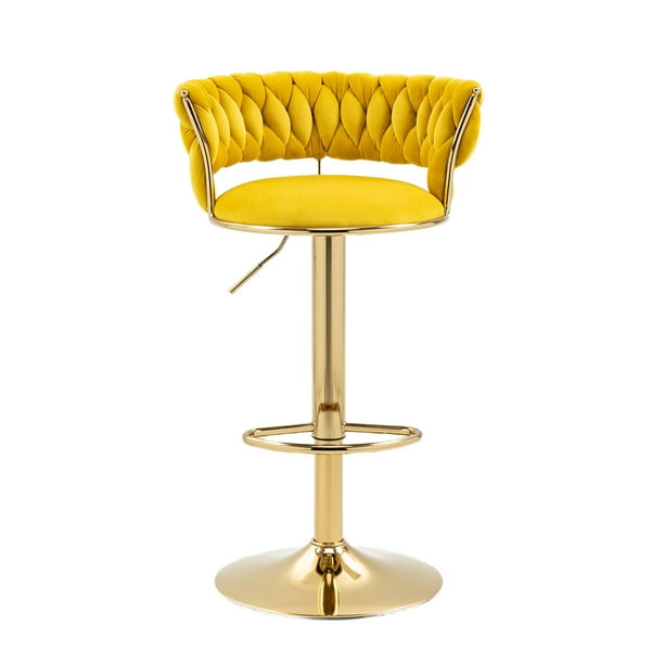 Round Kitchen High Bar Chairs Velvet Bar Stool Chair Set of 1 Height ...