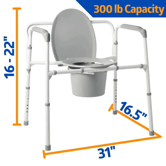 Medline Bariatric Bedside Commode, Portable Toilet, Sturdy, 16.5-In ...