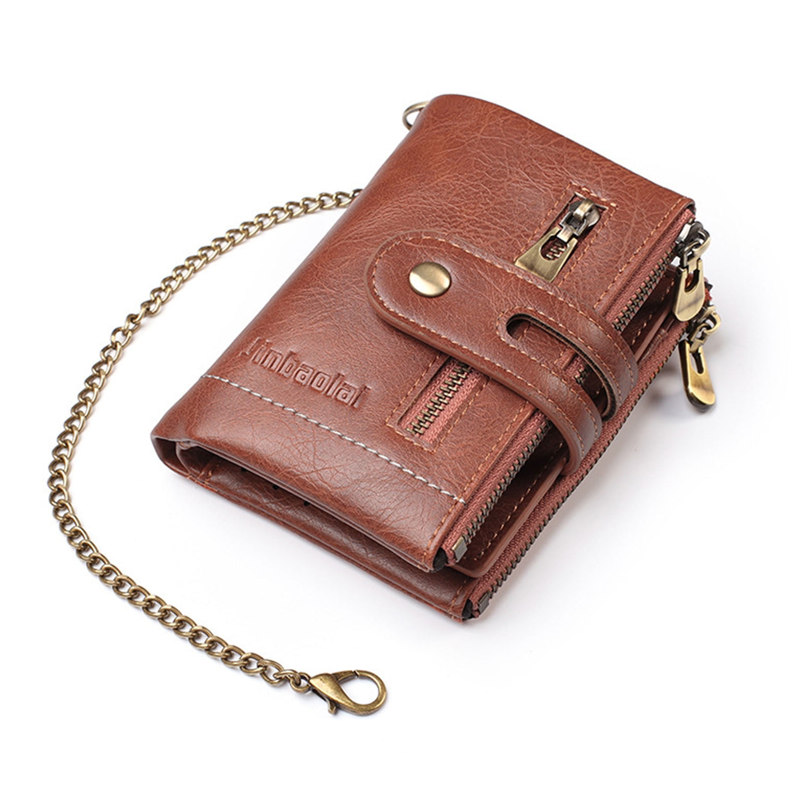 Chain Wallets for Men Leather Bifold Wallet Men's Casual Purse Credit ...