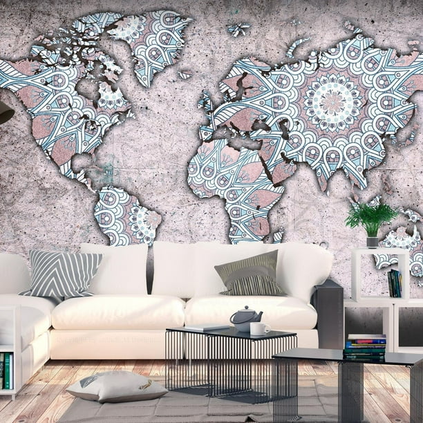 Tiptophomedecor Peel and Stick World Map Wallpaper Wall Mural - World ...