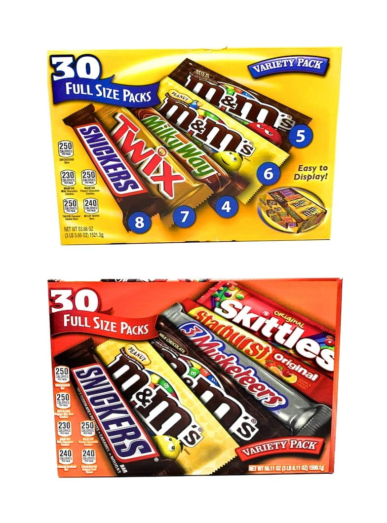Mars Full Size Candy Variety Pack Of 2 Boxes - 60 Full Sized Candy ...