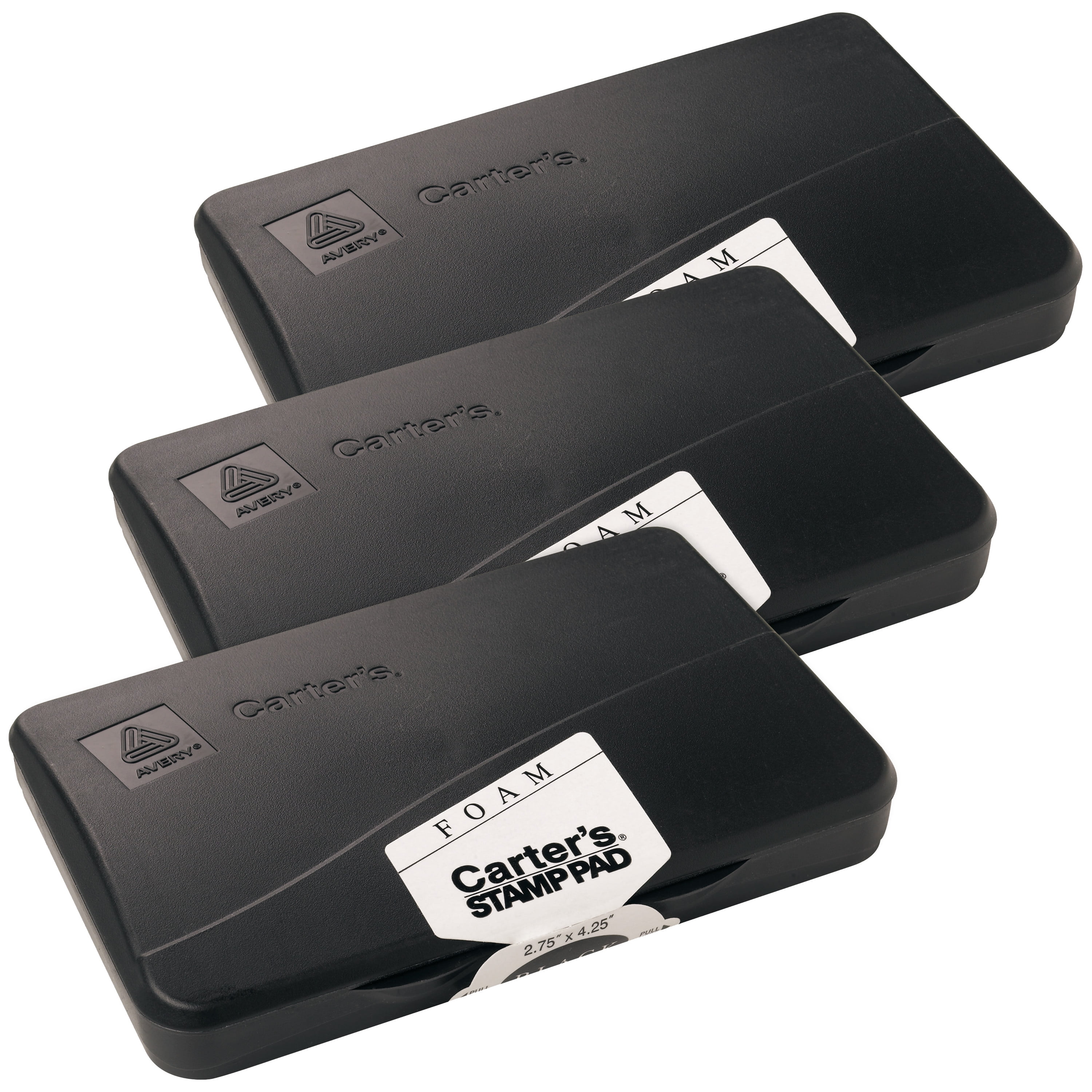 Avery Carter's Foam Stamp Pad, Black Ink, 2.75" x 4.25", 3 Pads (50225 ...