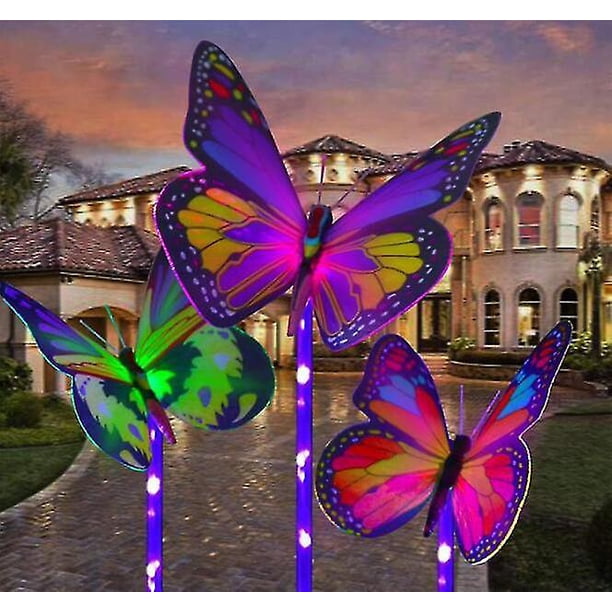 Butterfly Garden Solar Lights, 3 Pack Solar Stakes Lights Multi-colors ...