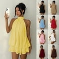 Aellinatey Vacation Slimming Backless Hanging Neck Waist Top Short ...