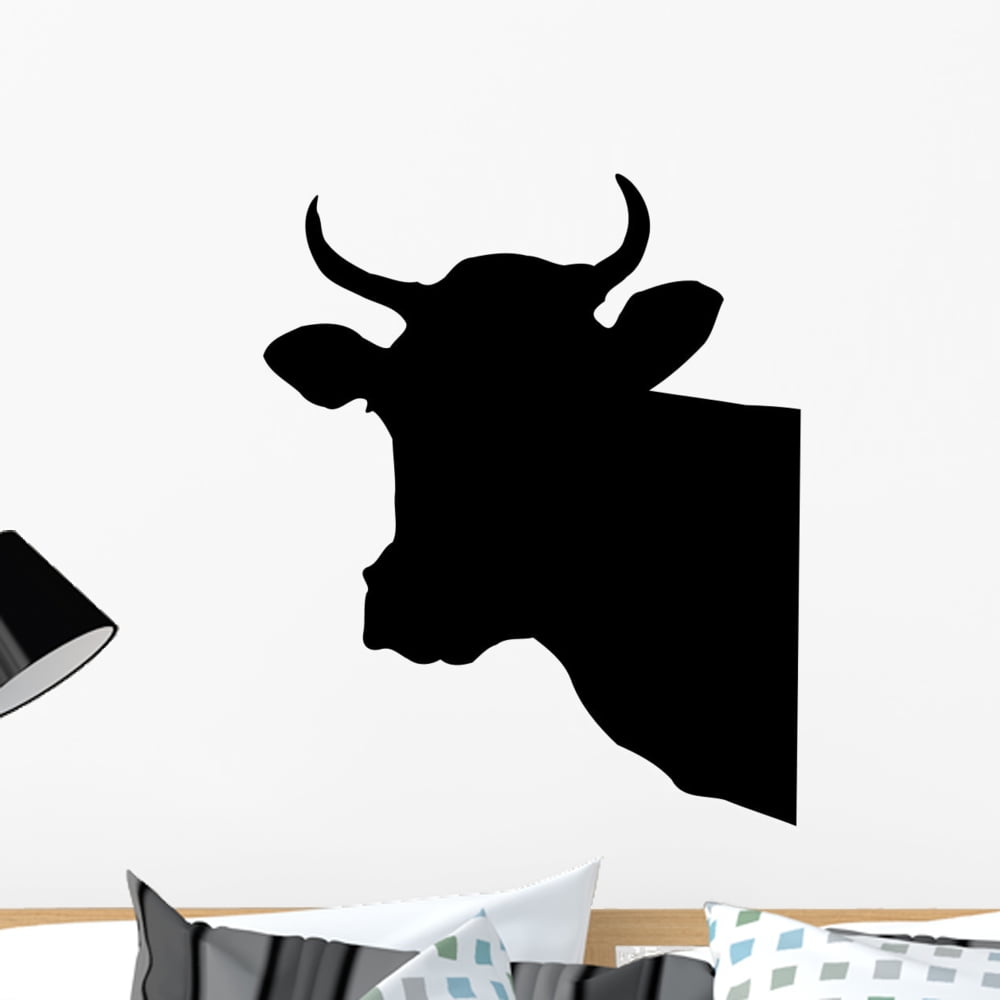 Cow Head Wall Decal Sticker by Wallmonkeys Vinyl Peel and Stick Graphic ...