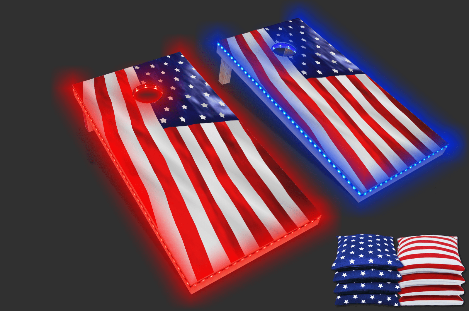 4 ft. X 2 ft. Wood Cornhole Bag Toss Boards w/ Color-Changing LED ...