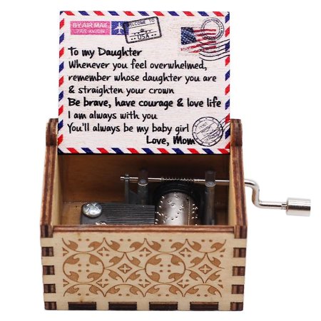 Anonymity Antique Carved Wooden, Hand Crank Pink Panther Music Box Toy ...