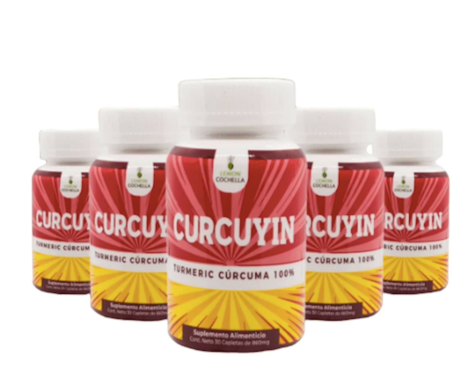 Curcuyin (Cúrcuma) Lemon Cochella Paquete 5 Frascos rojo 1 Lemon ...