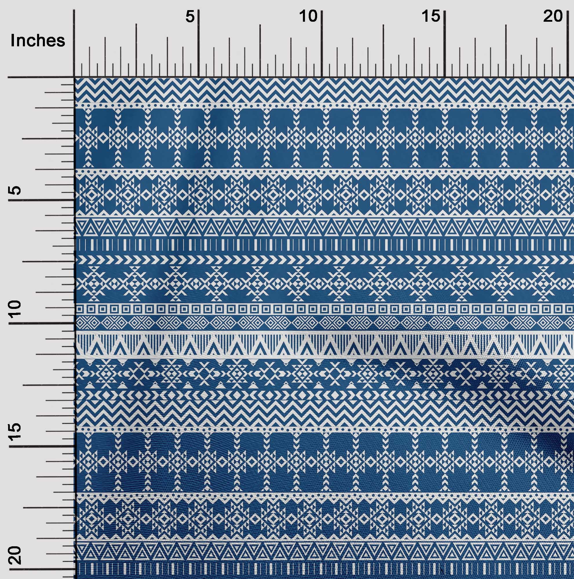 oneOone Silk Tabby Blue Fabric Aztec Tribal Sewing Material Print ...