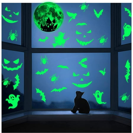 Compuye 4 Sheets Halloween Glow in The Dark Stickers,30 Pieces Luminous ...