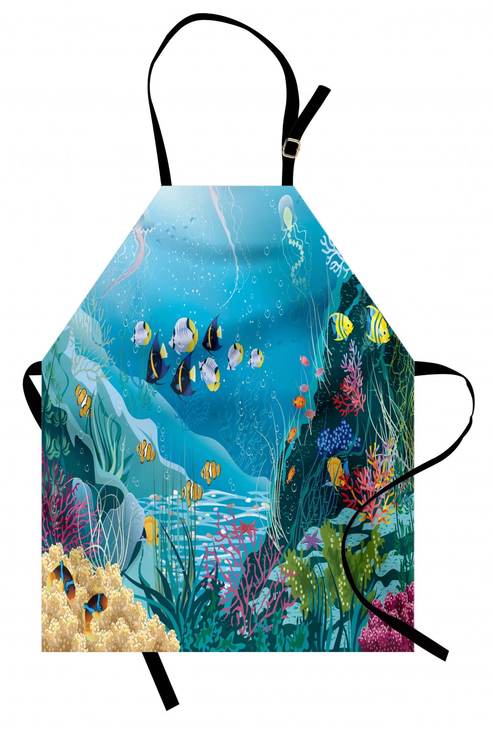 Fish Apron Underwater Landscape with Tropical Fish and Algae Polyps ...