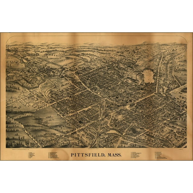 24"x36" Gallery Poster, map of pittsfield, Massachusetts 1899 - Walmart.com