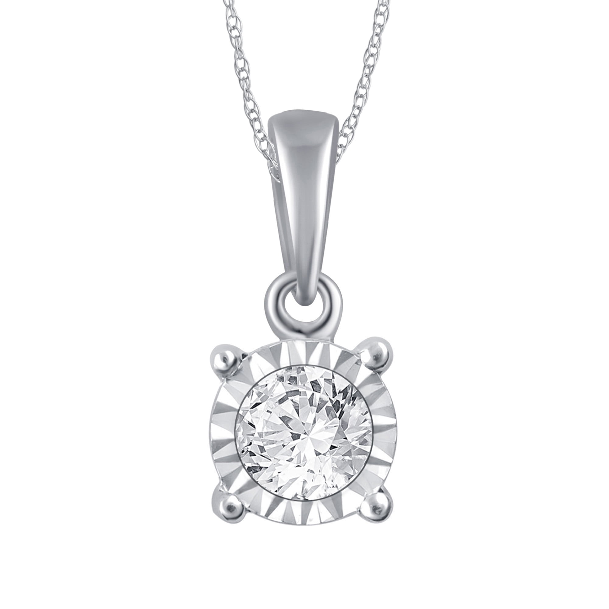 1/2 Carat T.W. Diamond Miracle Plate 10K White Gold Pendant. (I-J/I2-I3 ...