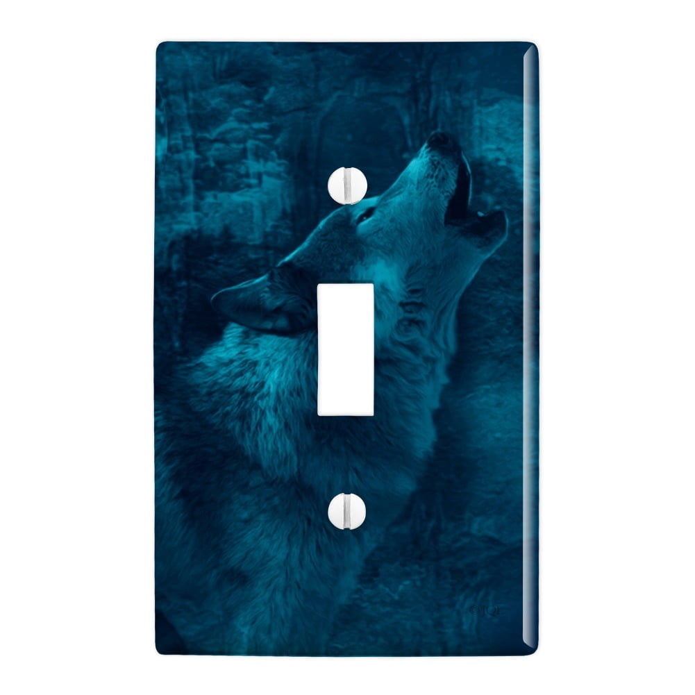 Wolf Howl Howling Blue Moon Wolves Plastic Wall Decor Toggle Light ...