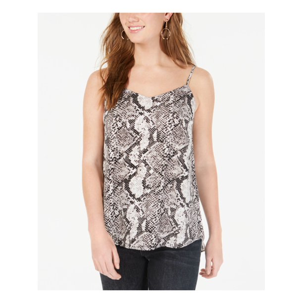 HIPPIE ROSE Womens Black Animal Print Spaghetti Strap V Neck Tank Top S ...