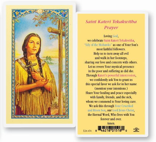 Saint Kateri Tekakwitha Laminated Catholic Prayer Holy Card with Prayer ...