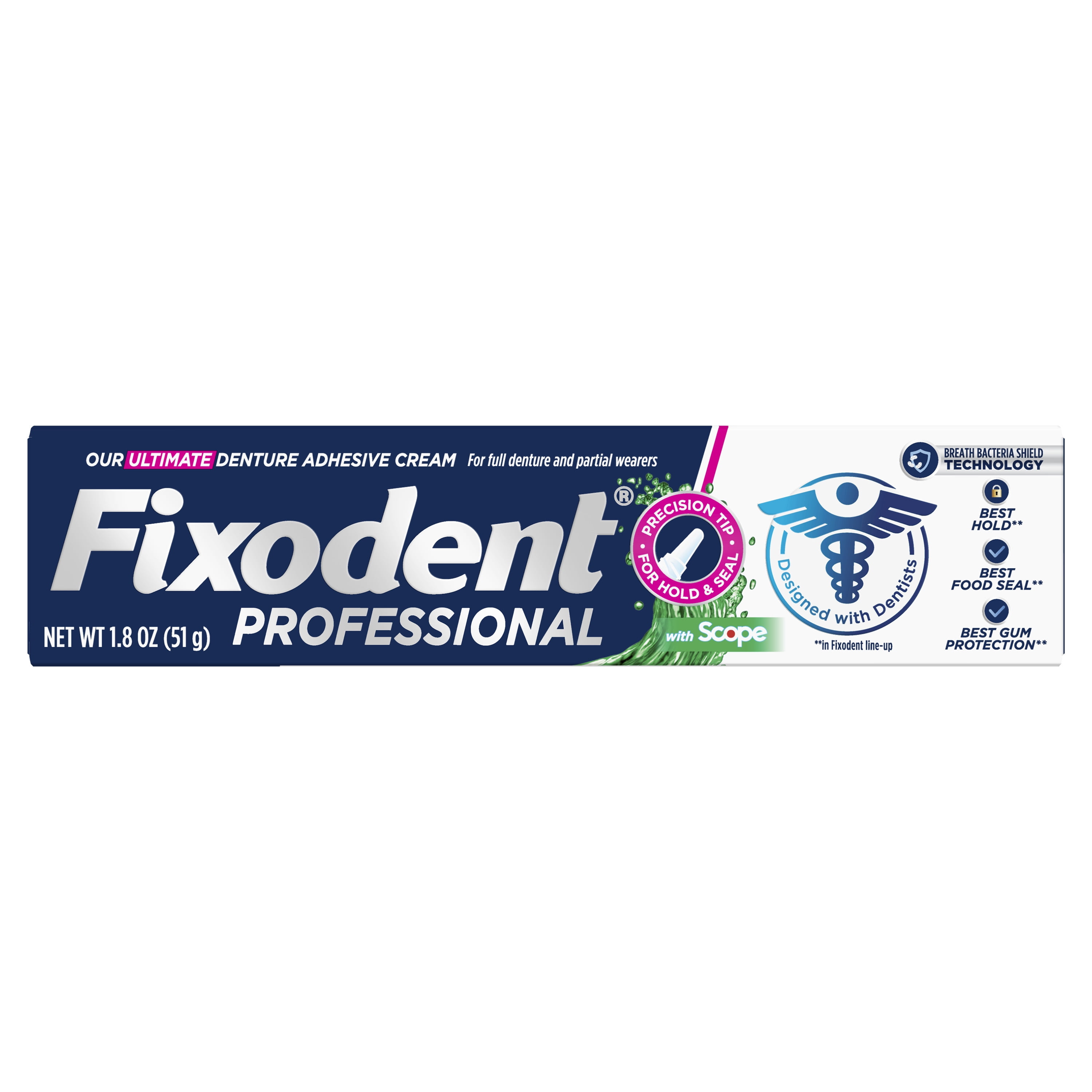 Fixodent Professional Plus Scope Denture Adhesive Cream, 1.8 oz ...