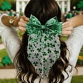 2026 St. Patrick's Day Hair Accessory Cloverleaf Mesh Large Bow Spring ...