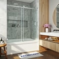 MCOCOD 57 to 60 in. W x 66 in. H Frameless Single Sliding Tub Door, 3/8" (10 mm) Clear Tempered ...