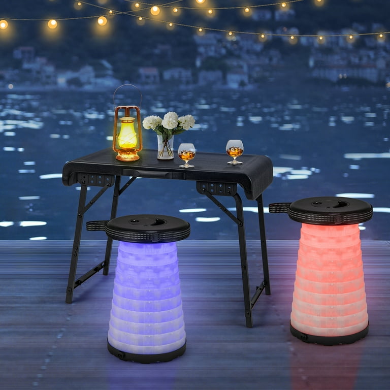 Costway 3-Piece Folding Table Stool Set with a Camping Table Costway 3-Piece Folding Table Stool Set with a Camping Table