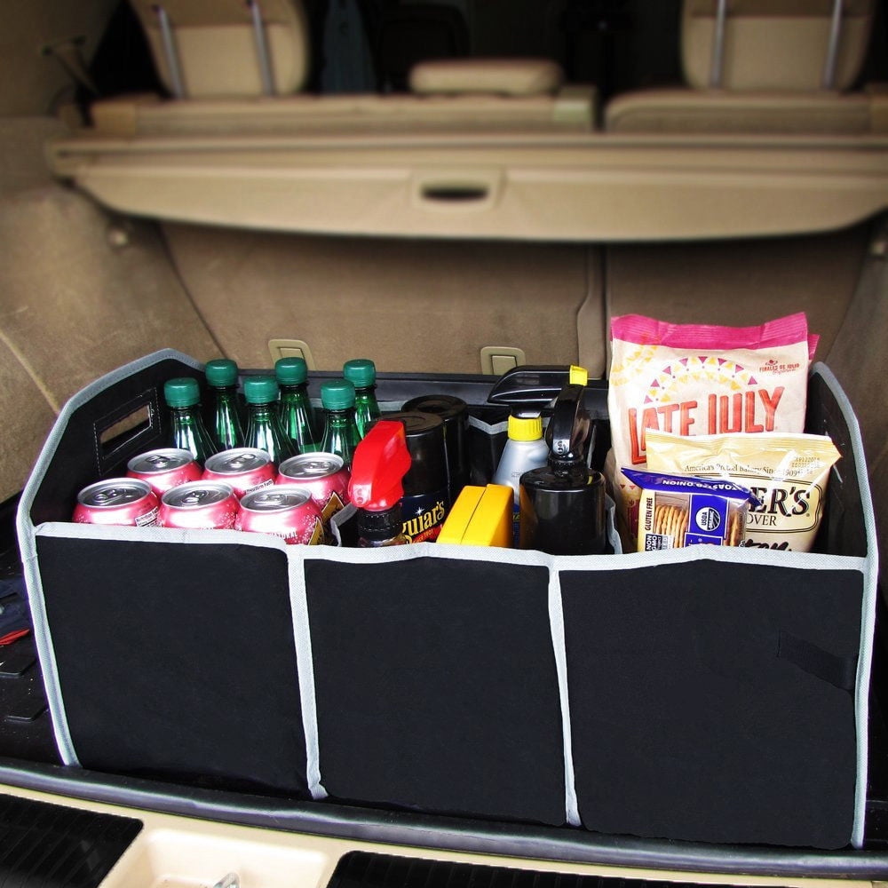 Car Truck Organizer Foldable 3 Compartment SUV Storage Basket Interior ...