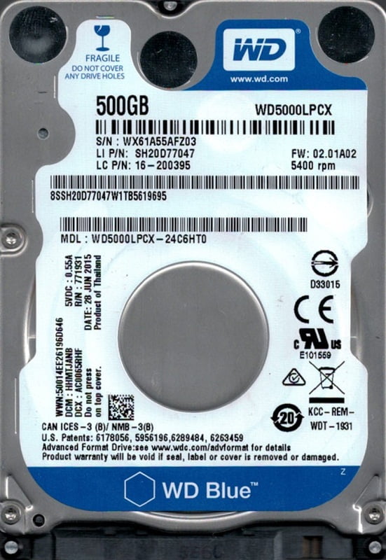 Western Digital WD5000LPCX-24C6HT0 500GB DCM: HHMTJANB - Walmart.com