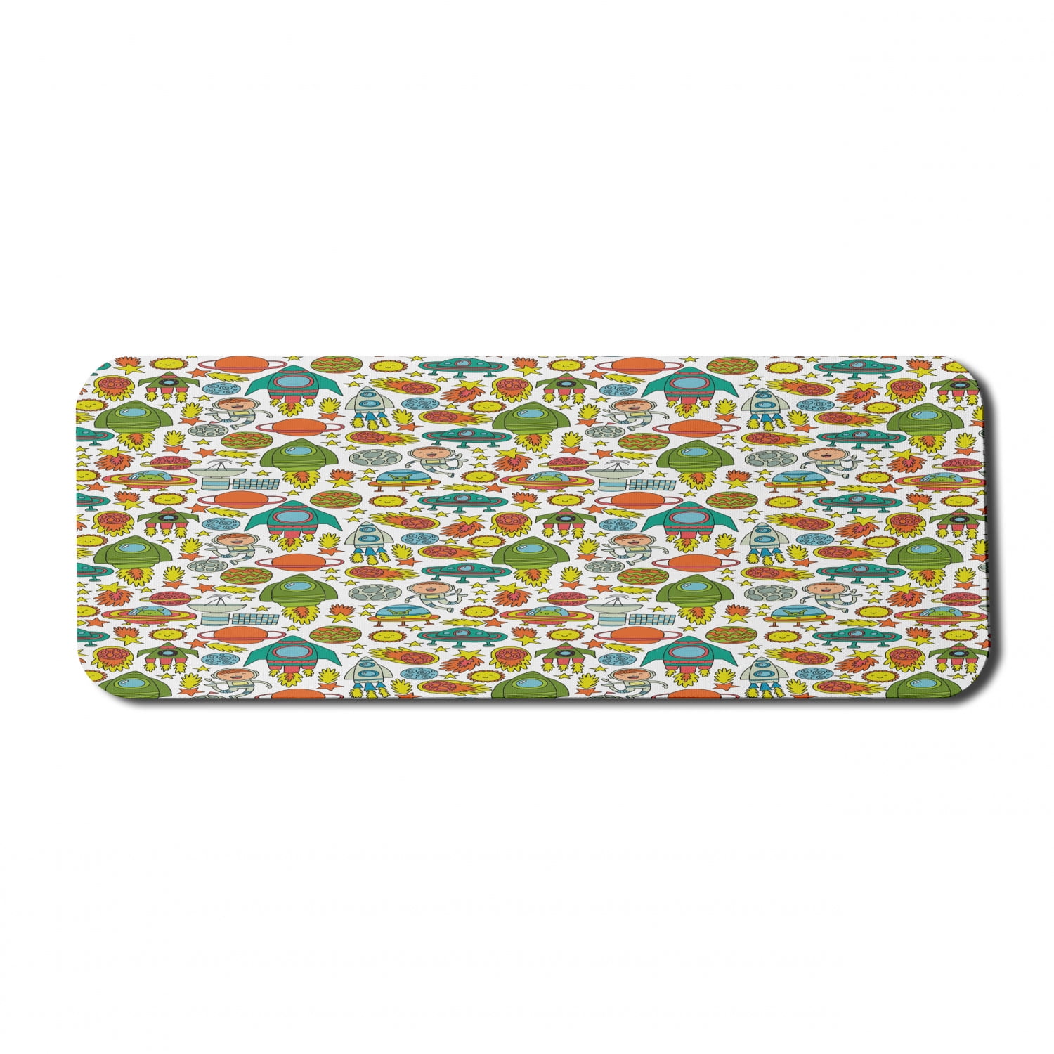 Outer Space Computer Mouse Pad, Cartoon Style Pattern of Rockets ...