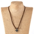 Adjustable Braided Leather Necklace with Crucifix Pendant for Unisex ...