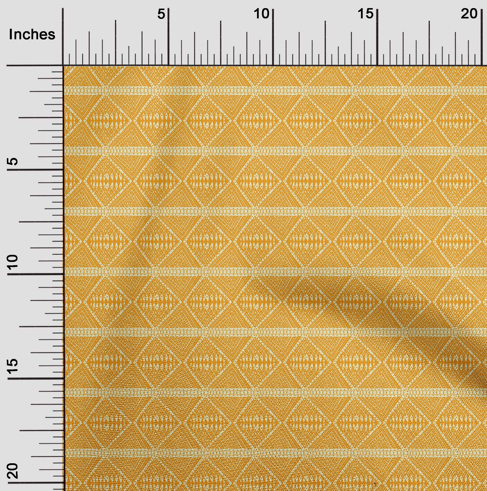oneOone Silk Tabby Fabric Geometric Block Printed Fabric 1 Yard 42 Inch ...