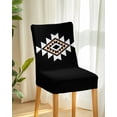 Chair Covers Set of 6, Abstract Aztec Tribal on Black Removable ...