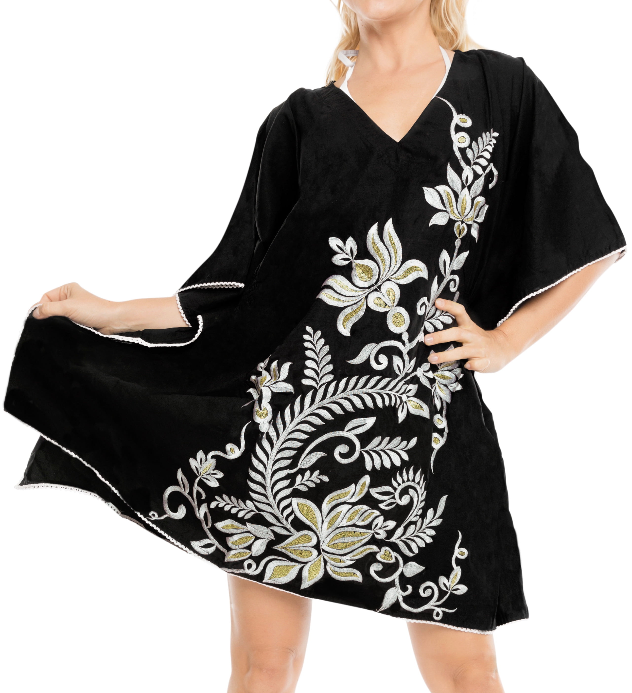 HAPPY BAY Women's Bathing Suit Cover Ups Mini Dress Robe 1X-2X Jet ...