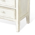 Rena Side End Table with 3 Drawers, 19 Inch Rustic White Mahogany Wood ...