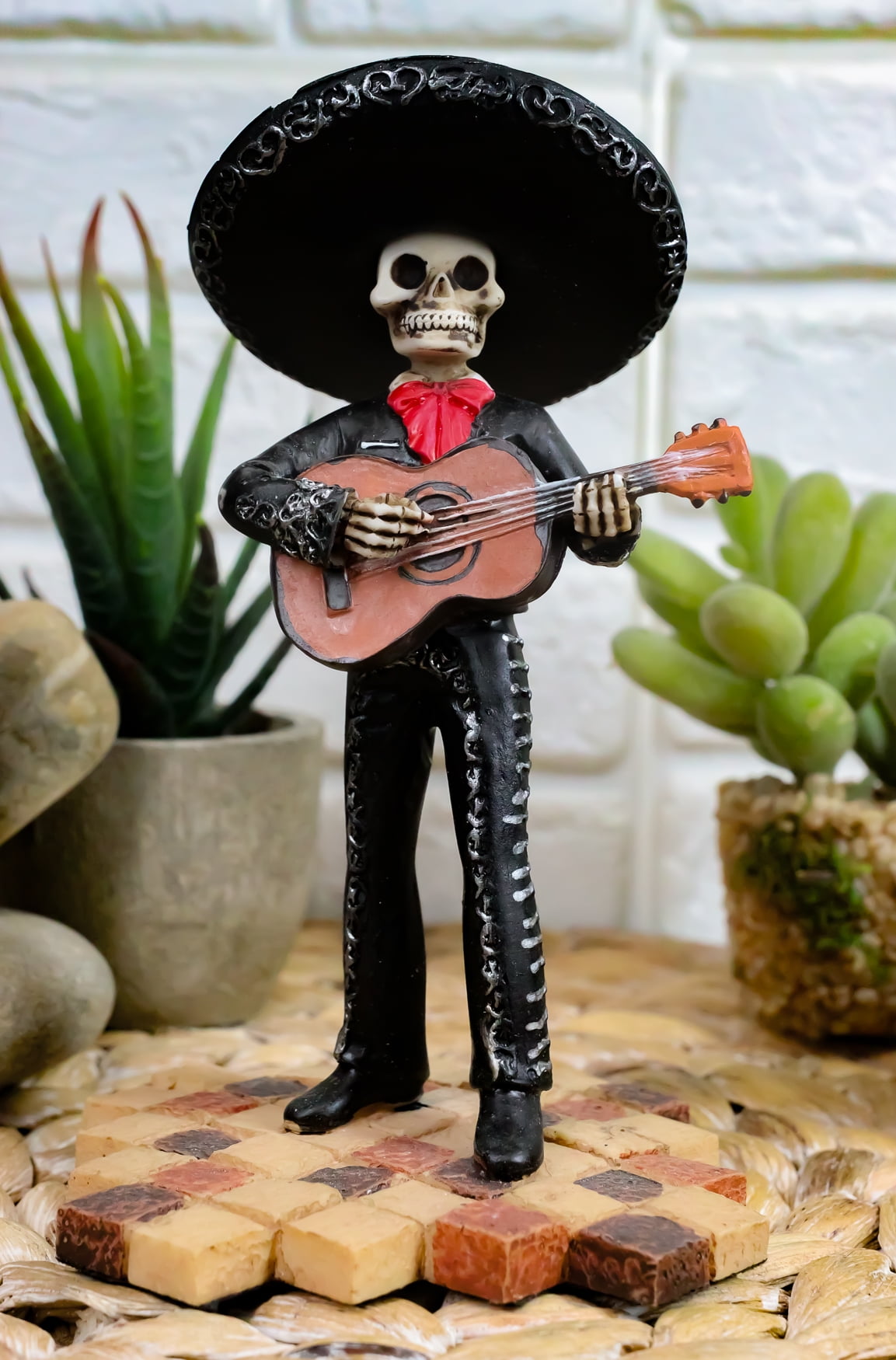 Ebros Traditional Charro Outfit Black Mariachi Band Skeleton Guitarist ...
